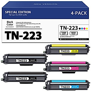 MANDBOY Compatible TN223 Toner Cartridge 𝐇𝐢𝐠𝐡 𝐘𝐢𝐞𝐥𝐝 TN-223 BK/C/M/Y Replacement for Brother MFC-L3770CDW MFC-L3710CW MFC-L3750CDW MFC-L3730CDW HL-3230CDN DCP-L3550CDW Printer 5 Pack