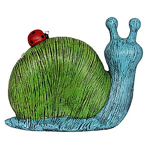 Exhart Colorful Snail Statue w/Welcome & Flower, Durable and Cute Resin Garden Décor, 10"x5.0"x8.5"