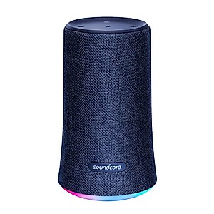 Bluetooth Speaker, Soundcore Flare Wireless Speaker by Anker, Portable Party Speaker with 360° Sound, Enhanced Bass, Ambient LED Light, IP67 Dustproof & Waterproof, and 12H Battery Life—Blue (Renewed)