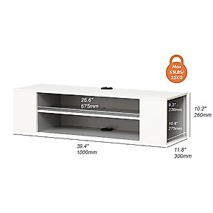 WAMPAT White Floating Entertainment Center for Wall, Floating TV Shelf Wood Media Console Storage TV Cabinet Hutch Under TV for Living Room, White, 39.4 Inch