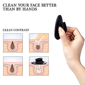 4 Pack Silicone Face Scrubber, Beomeen Facial Cleansing Brush Soft Silicone Facial Exfoliation and Massage Brush Blackhead Scrubber for Men and Women (Black)