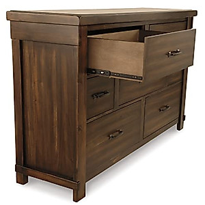 Signature Design by Ashley Lakeleigh Rustic Industrial 7 Drawer Dresser, Dark Brown