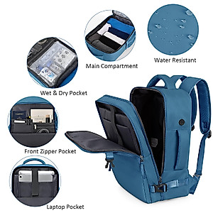 Snoffic Premium Carry On Backpack, Travel Backpack for Women Airline Approved, Large Waterproof College Business Work Hiking Casual Daypack Bag, Fits 16" Laptop, Dark Blue