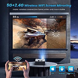 Projector with WiFi and Bluetooth, 5G Mini 1080P/ 4K Support Outdoor Movie Projector, 680 ANSI Ricilar Portable Home Theater Video Projector Compatible with Phone/TV Stick/USB (Screen not Included)