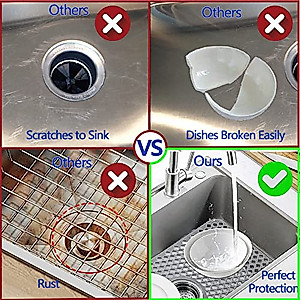 HiBD Silicone Sink Mat 1Piece Grey with Center Drain, Sink Protectors for Kitchen Sink, Silicone Sink Protector, Kitchen Sink Mats and Protectors, for Farmhouse Sink ( 24.8"x 13" )