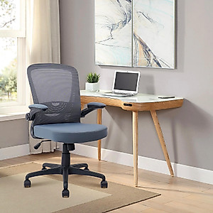 CLATINA Ergonomic Office Chair, Classic Executive Mesh Chair middle Back Desk Chair Breathable Swivel Computer Chair with Adjustable Lumbar Support and Flip up Armrest, for Home Office Conference Room