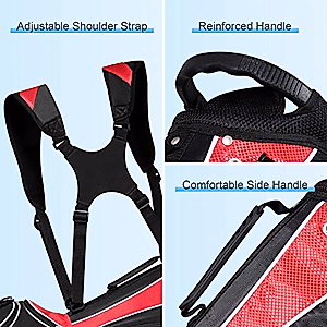 Tangkula Golf Stand Bag with 6 Way Top Dividers, Lightweight Golf Bag with Adjustable Dual Strap & 8 Pockets, Waterproof Rain Hood, Portable for Men Women