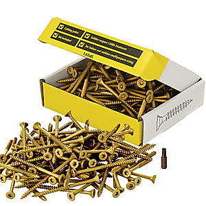 #10 x 3’’ Wood Screws by Grindy (100pack/1.6LBS) – Self-Drilling Deck Screws I Rust Resistant I Quick Drive & Fast Grip I for Cabinet, Furniture & Other Projects I T25 Star Drive I Bit Included