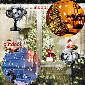 Snowflake Lights Projector Christmas LED Snowfall Projection with Remote Control, Waterproof for Indoor Outdoor Christmas Halloween Birthday Party Wedding Home Garden Decor (White-Snowflake)