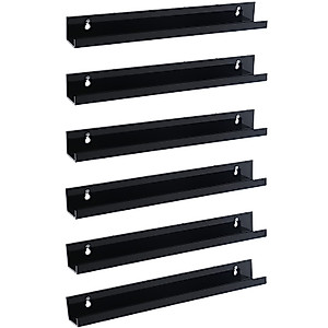 Sooyee 6 Pack Book Shelves,15 Inch Floating Shelf Display Shelf,Acrylic Shelves for Wall,Reading Nook,Funko Pop Display Case,Corner Floating Shelves Black