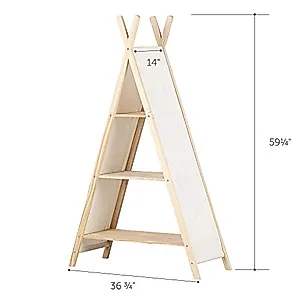 South Shore Sweedi Teepee 3 tier Shelving Unit-Natural Cotton and Pine