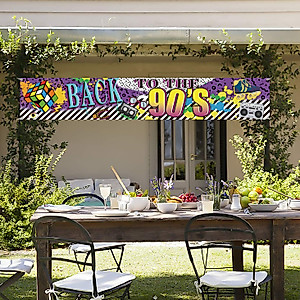 72.8 x 15.7 inches Sign Back to The 90s Theme Party Banner Decorations, Retro 90's Hip Hop Graffiti Backdrop Party Supplies, Throwback 90s Birthday Party Yard Sign Decor