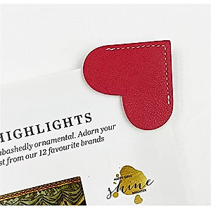 Aioweika Bookmarks for Book Lovers Leather Heart-Shaped Bookmark Cute Book Page Clip Corner Protective Cover Stationery Supply