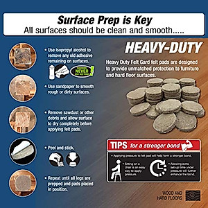 Shepherd Hardware 9915 1-Inch Heavy Duty Felt Gard Self-Adhesive Leveling Furniture Pads, Beige,8-Pack