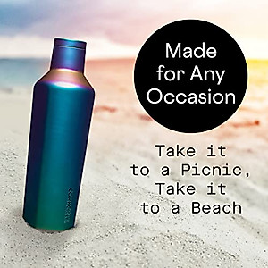 Corkcicle Insulated Canteen Travel Water Bottle, Triple Insulated Stainless Steel, Easy Grip Flat Sides and Screw-on Cap, Keeps Beverages Cold for 25 Hours or Warm for 12 Hours, 16 oz, Dragonfly