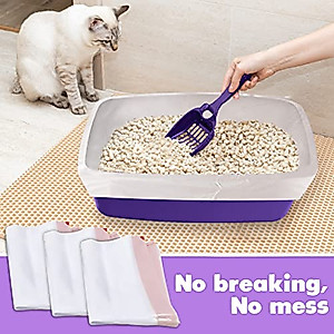 Alfapet Flat Bottom Cat Litter Box Liners, Pack of 20 - Super Heavy Duty Kitty Litter Bags with Drawstring for Poop and Liquid Waste - Jumbo Design for Extra Large Cat Pans