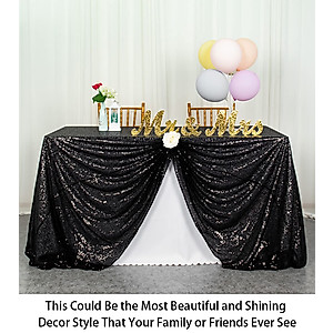 ShinyBeauty Black Sequin Tablecloth 72x72-Inch Square Table Cloths Sequin Table Overlay for Round Table Black Sequin Fabric Tablecloth Cover for Wedding/Party/Bridal Shower/Birthday/Halloween Decor