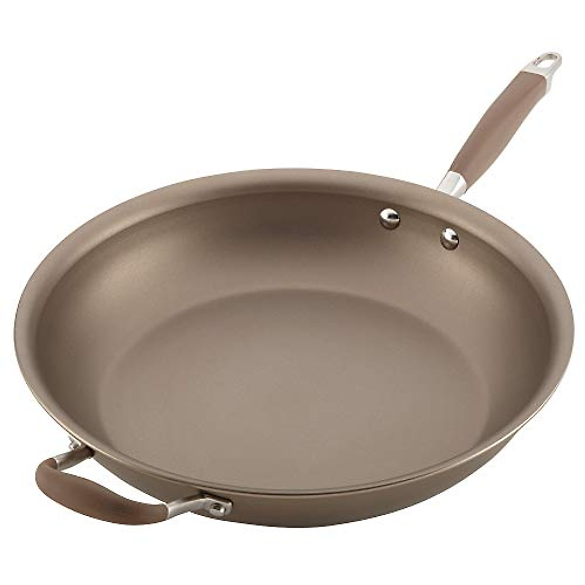 Anolon Advanced Hard Anodized Nonstick Fry Pan/Large Skillet with Helper Handle, 14", Light Brown