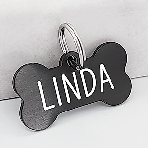 Ultra Joys Personalized Dog Tags Engraved for Pets - Front and Back Custom Dog Tags for Pets - Stainless Steel Dog Tags and Cat ID Tags - Personalized Dog ID Tags - Bone Tag in Black, Small