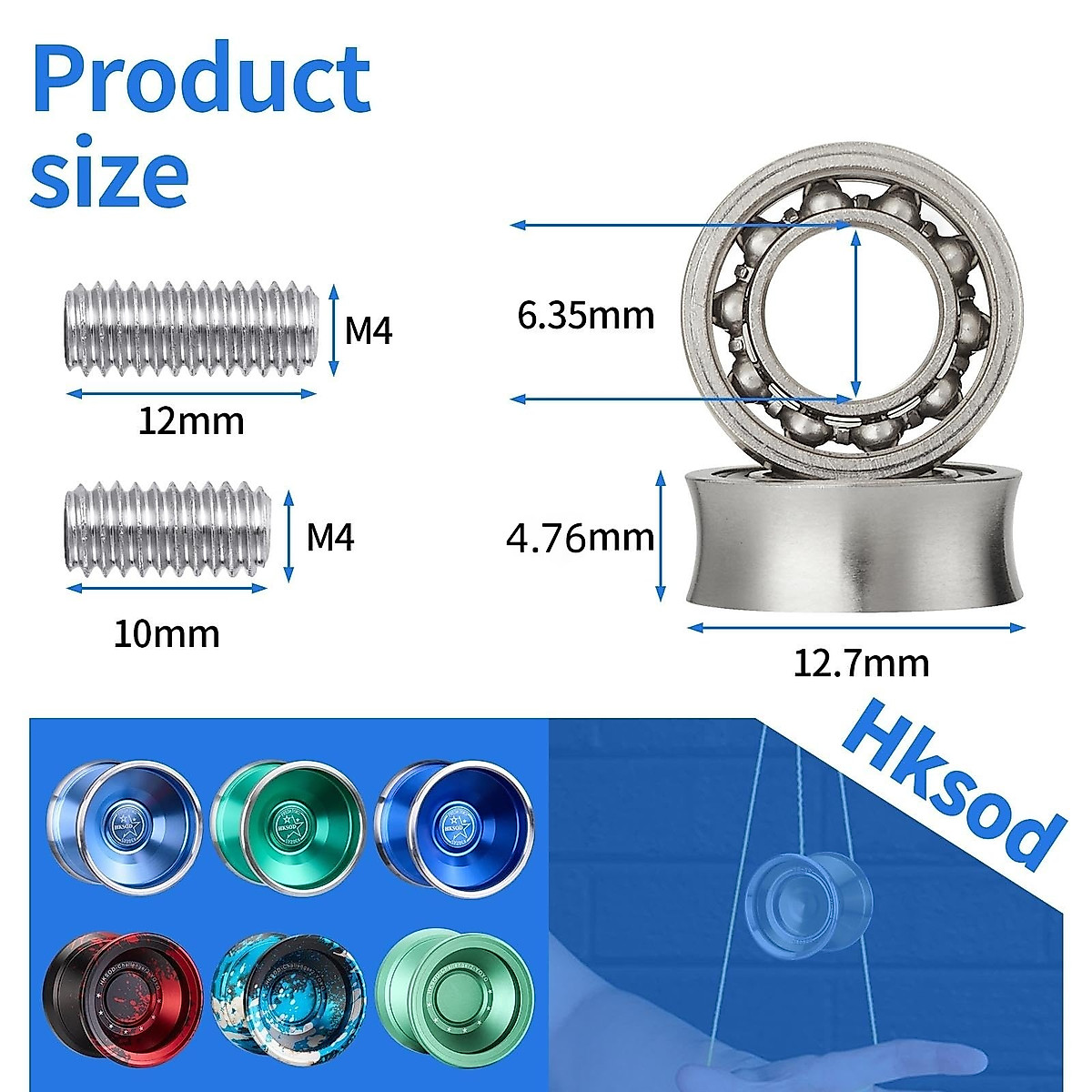 Hksod Yoyo Accessory Sets,Yoyo Replacement wiht Unresponse and Response yoyo Bearing,Yoyo Bearing Remover Tool Yoyo Ball R188kk Bearing Yoyo Yo yo s for Kids Bearing