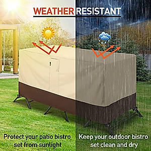 Arcedo Patio Bistro Cover, Waterproof Outdoor Furniture Cover, Heavy Duty Patio Bar Table and Chairs Covers, 80" L x 32" W x 30" H, Beige & Brown