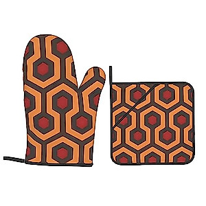 Shining Overlook Oven Mitt and Pan Cover Set, 4 Piece Set for Kitchen Cooking, Baking and Microwave, Kitchen Accessories.