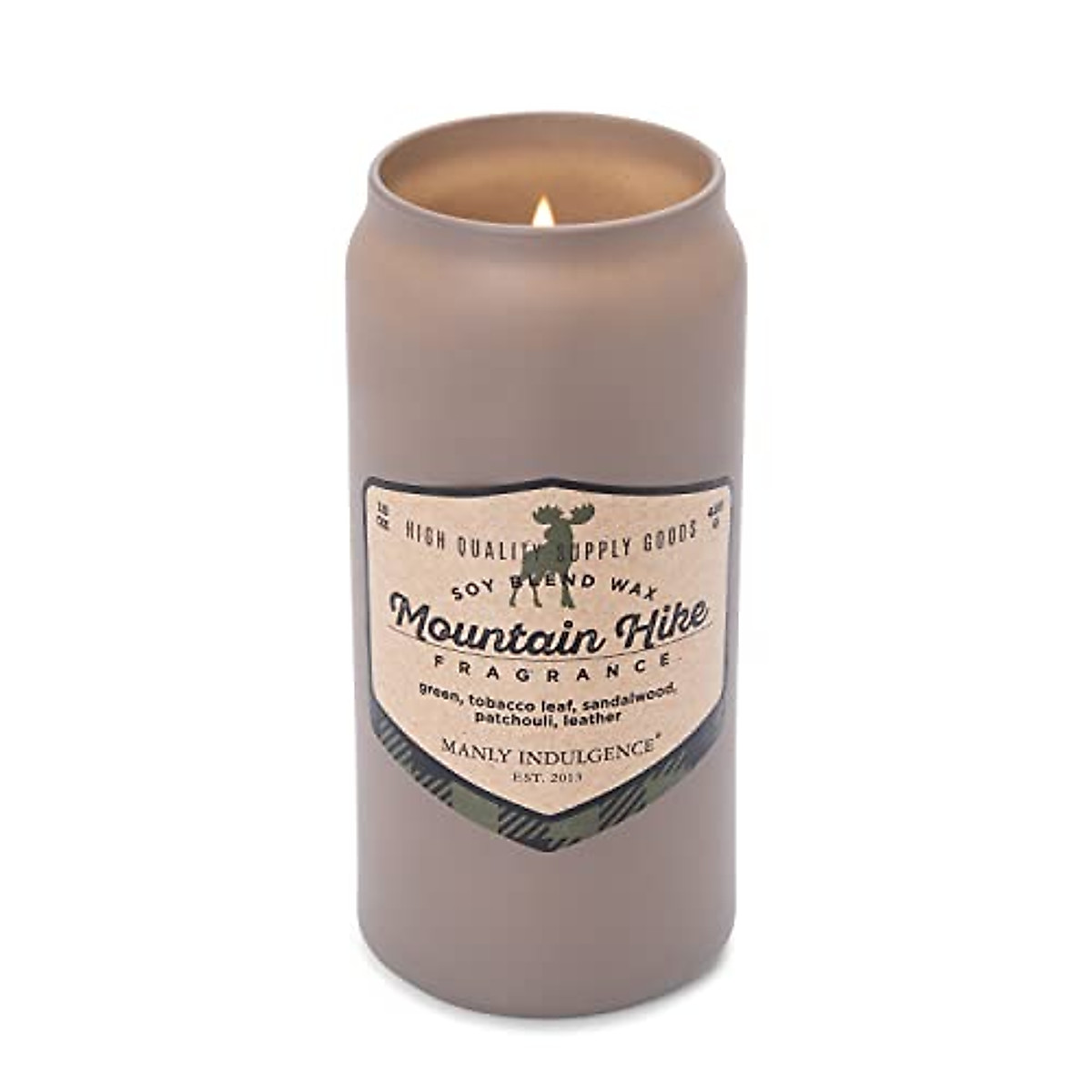 Manly Indulgence Mountain Hike Scented Jar Candle, Adventure Collection, Grey, 15 oz - Up to 60 Hours Burn