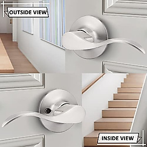 GOBEKOR 6 Pack Passage Lever Door Handle Brushed Nickel Wave Door Levers Interior Door Handles for Closet Keyless Indoor Door Locks