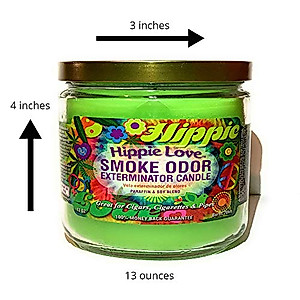 Smoke Odor Exterminator 13 oz Jar Candles Hippie Love, (2) Set of Two Candles.