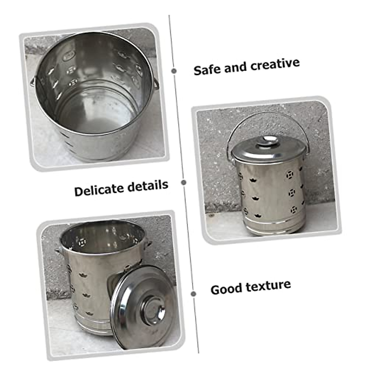 Levemolo Money Leaf Leaves Galvanized Garden Burning Pit Basin Can Pot Backyard Steel for Bin Auspiciousness Wood Burn Composter Stainless Sacrifices Debris Cage Barrel Bonfire Fire Trash