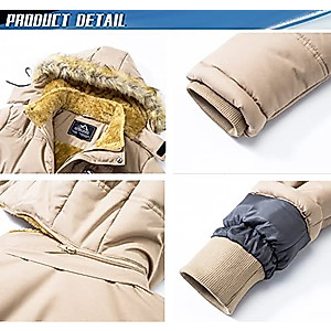 TACVASEN Men's Winter Jacket with Hood Water Repellent Windproof Fleece Parka Coat Black, M