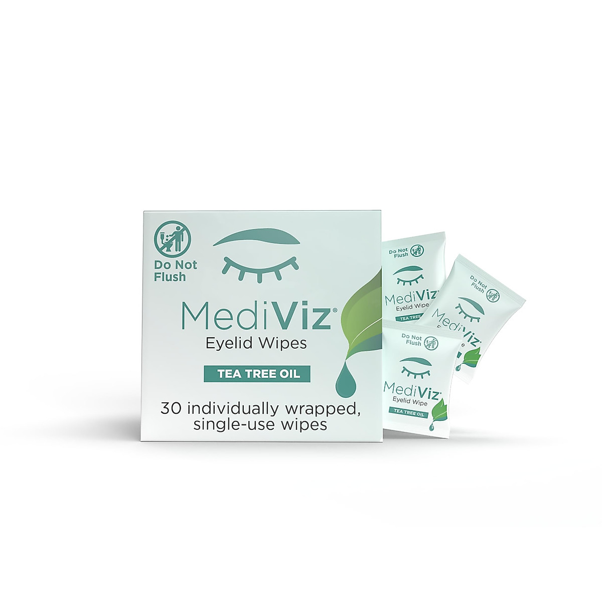 MediViz Tea Tree Eyelid Cleanser Wipes – 30 Single-Use Towelettes – Eyelash & Eyelid Wipes for Soothing Dry Eye Irritation, Demodex Removal & More​