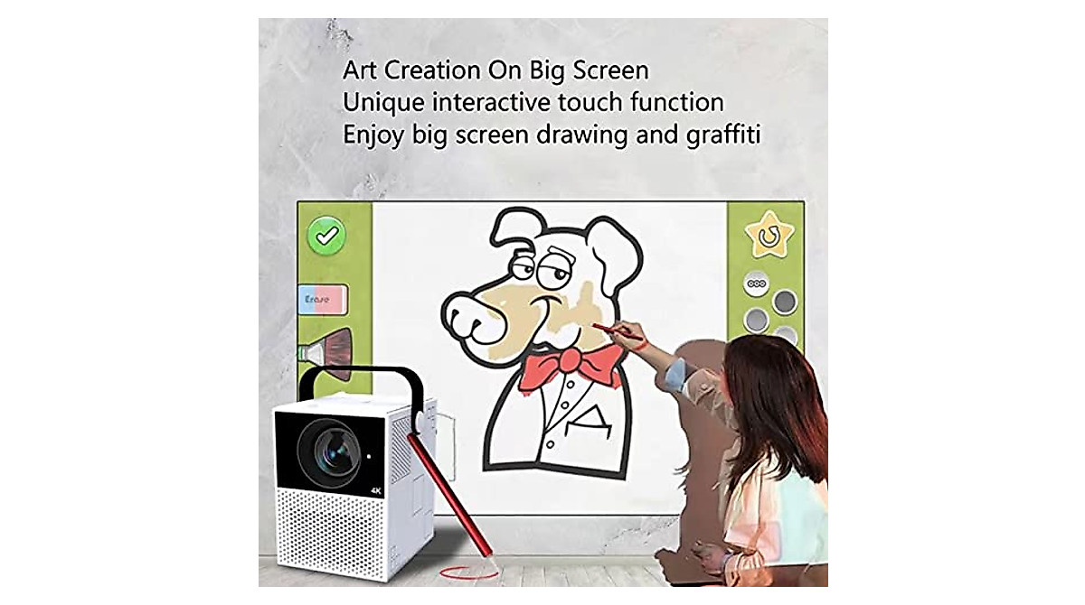 Interactive Touch Projector - Android 9, Portable HD