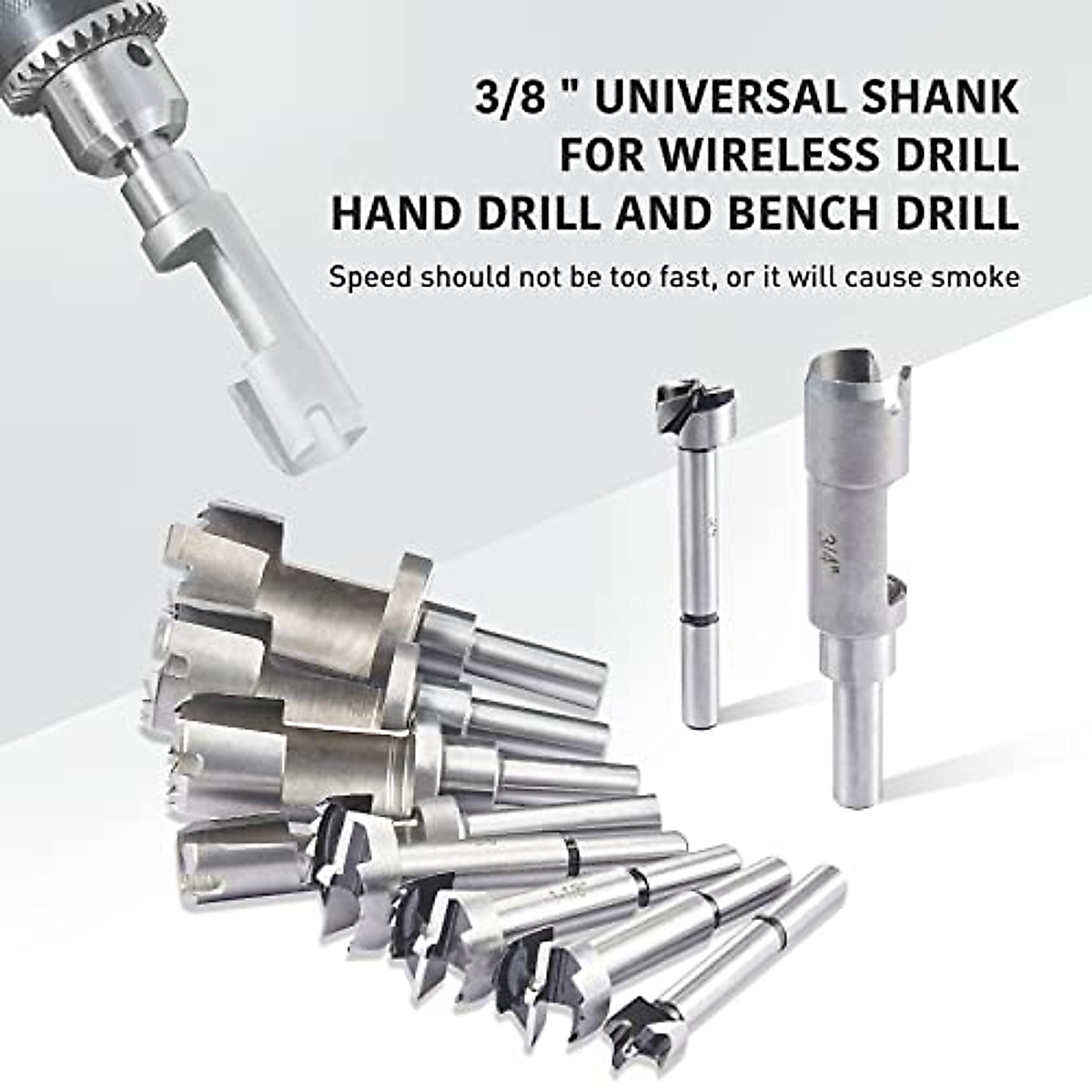 Anfrere 3/4" Wood Plug Cutter and Forstner Bit for Wood Cutting Tool Cork Drill Bit Knife, 3/8" Round Shank Carbon Steel Taper Tapered Cutting Tool Cork Drill Bit Knifes, WCB-A2