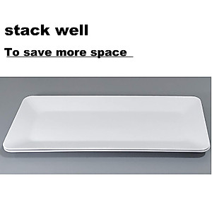 KX-WARE 17-inches Melamine Serving Platters/Rectangular Trays for Party | Set of 2 White, Dishwasher Safe, BPA Free