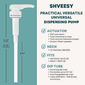 Gallon Pump Dispenser - for Plastic or Glass Bottles – Heavy-Duty Leak Proof for Commercial and Household Use - Plastic Pump for Gallon Jug  – Non-BPA Plastic (Pack of 2)