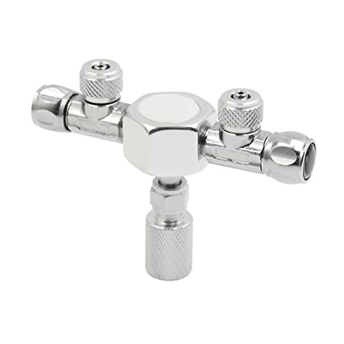 uxcell Silver Tone Metal 2 Way Splitter Regulator Valve for Aquarium Plant CO2 Tank