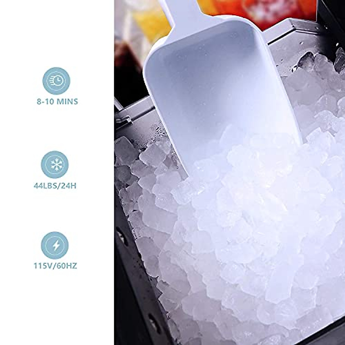 Northair Countertop Nugget Ice Maker 44lbs Per Day with a Ice Scoop