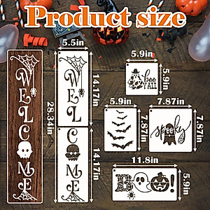 Halloween Stencils for Painting on Wood Door Sign Reusable Large Holiday Stencil for Crafts Canvas Wall Shirts Cookie Drawing Paint Decorating (Halloween Sign)