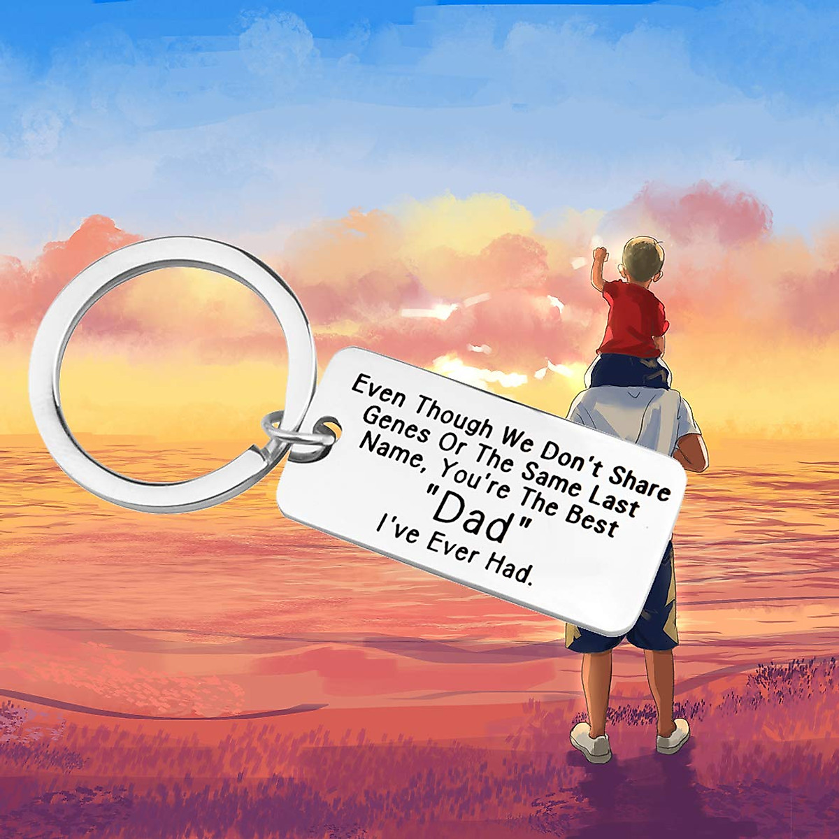 BEKECH Stepdad Gifts Step Dad Keychain from Stepdaughter Stepson Step Father Key Chain Idea Dad Birthday Gift Father-in-Law Gifts