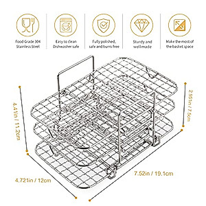 Air Fryer Rack Compatible with Ninja Dual Air Fryer, Food Safe Stainless Steel Multi-Layer Dehydrator Rack Toast Rack Accessories Compatible with Ninja DZ201 DualZone Air Fryer