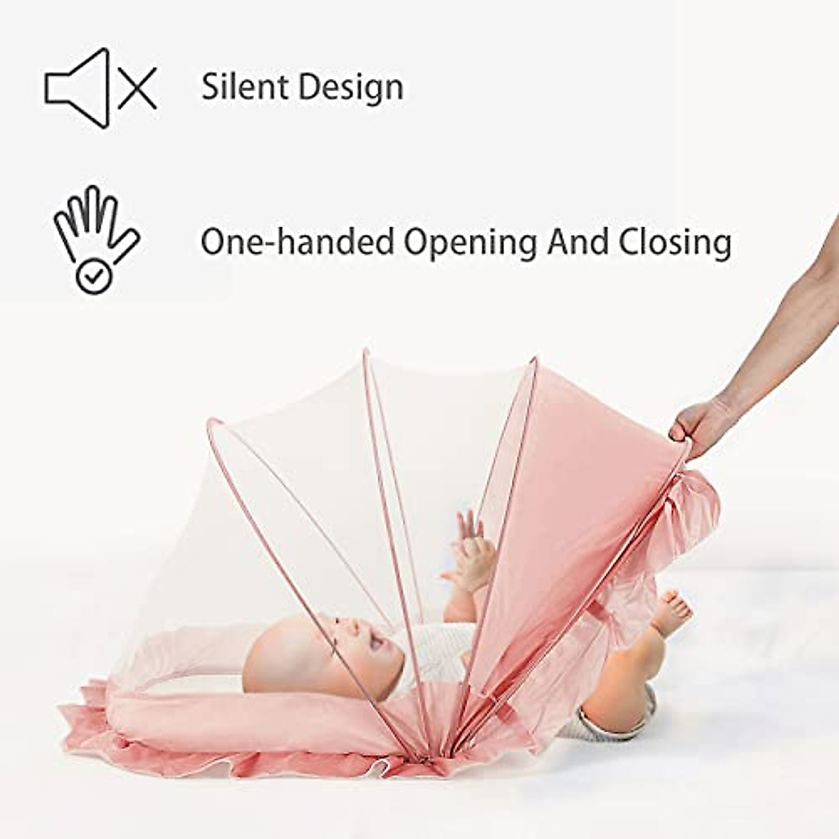 EDSONWADE Portable Mosquito Net for Baby 0-5 Years, Folding Crib Tent, High-density and Breathable Bassinet Cover Not Installation, Large Size Oval Crib Net to Keep Baby In