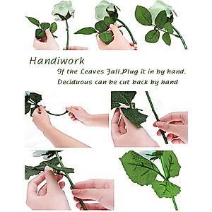 SUPICKET 1 Bunch 8 Pcs Artificial Rose Dahlia Daisy Flower Bouquet Bride Bridesmaid Holding Flowers for Home Hotel Office Wedding Party Garden Craft Art Decor, Red&Orange