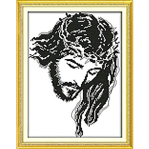 Cross Stitch Kits, Awesocrafts Meditation Jesus Easy Patterns Cross Stitching Embroidery Kit Supplies Christmas Gifts, Stamped or Counted (Jesus, Counted)