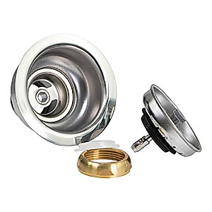 Highcraft 9754 Kitchen Sink (3-1/2 Inch) Stainless Steel Drain Assembly With Strainer Basket and Snaplock Stopper Long Extended Shank (3-3/4 Inch), 1 Count (Pack of 1)