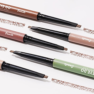 Brow Pencil for Gray Hair, Retractable Eyebrow Pencil with Brush for Older Women, Ultra Fine Mechanical Brow Definer Pencil with Angled Tip & Spoolie Brush, Long-lasting Waterproof, Grey, YES.EYE DO