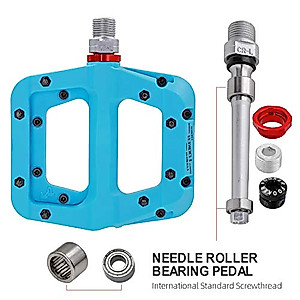 FOOKER MTB Pedals Mountain Bike Pedals 3 Bearing Non-Slip Lightweight Nylon Fiber Bicycle Platform Pedals for BMX MTB 9/16"