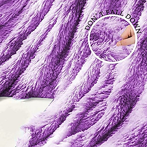 Exclusivo Mezcla Twin Size Faux Fur Bed Blanket, Super Soft Fuzzy and Plush Reversible Sherpa Fleece Blanket and Warm Blankets for Bed, Sofa, Travel, 60X80 inches, Purple