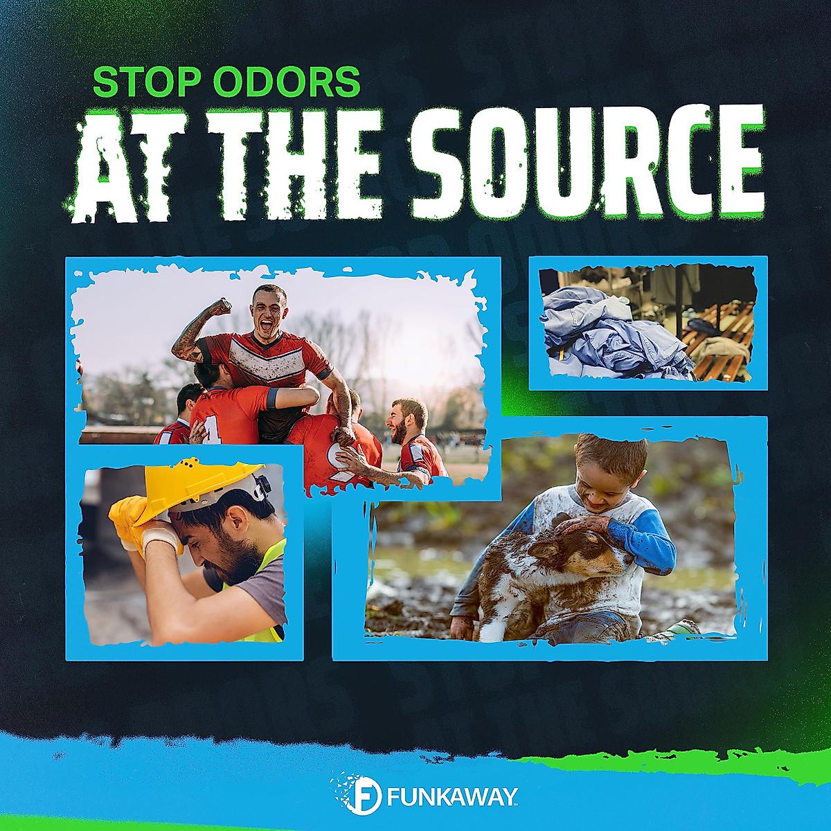 FunkAway Laundry Detergent Booster, 32 oz., Eliminates Extreme Trapped-In Odors and Stains from Activewear, Sports Uniforms, Pet Bedding, Towels and Bed Linens