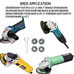 Angle Grinder Wrench Grinder Spanner Wrench Grinder Flange Nut 5/8-11 4 PCS Compatible with Dewalt Milwaukee Metabo Makita Grinder Parts Bosch Ryobi Black Decker